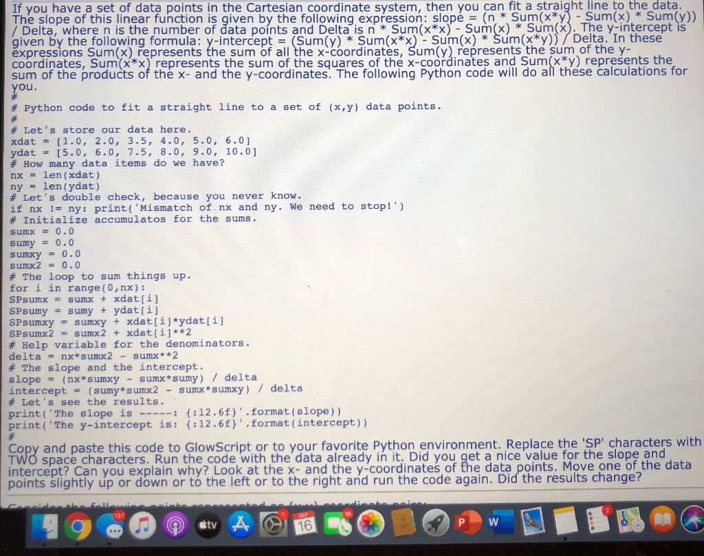 Solved If you have a set of data points in the Cartesian | Chegg.com