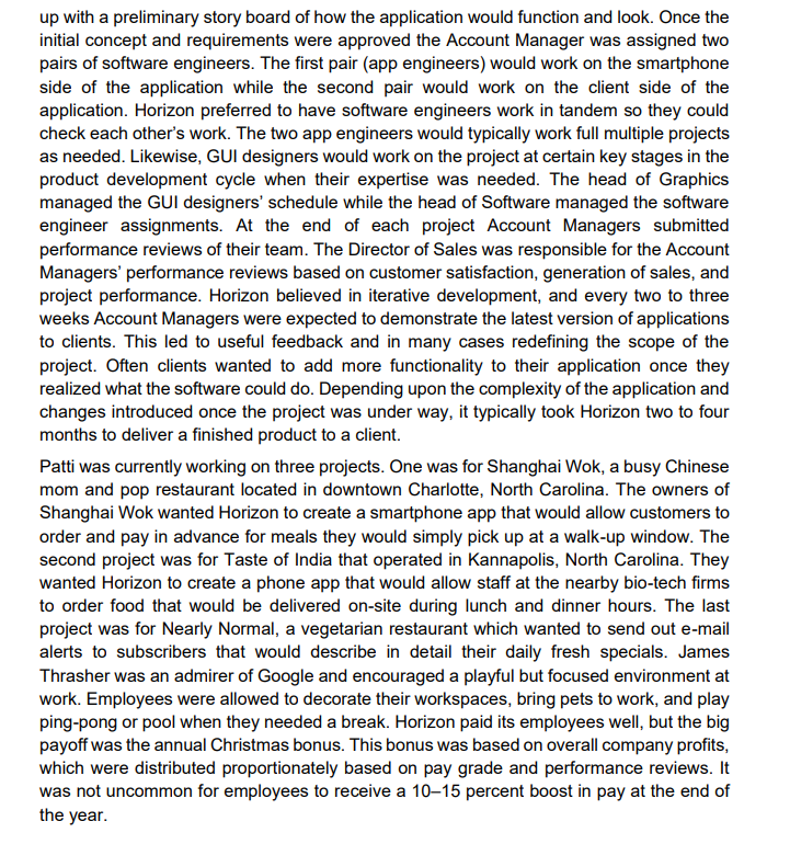 Solved Case Study: Horizon Consulting Patti Smith looked up | Chegg.com
