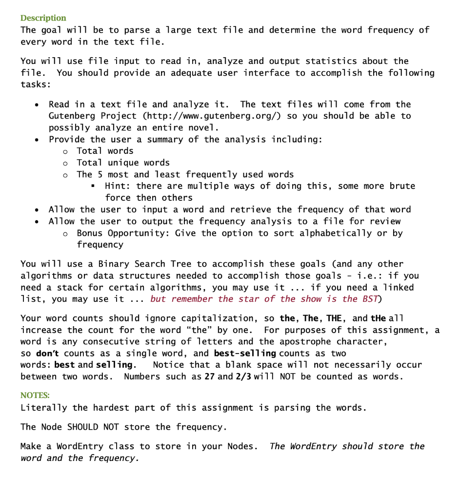 Solved Option 2: Word Frequency Analysis - Binary Search | Chegg.com