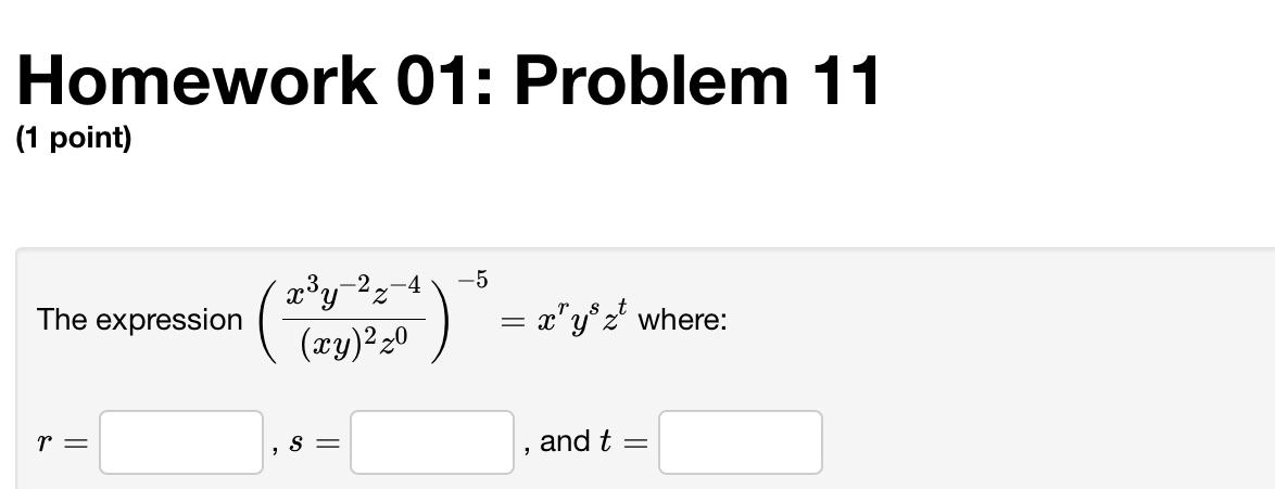 Solved Homework 01: Problem 9 (1 point) The expression | Chegg.com