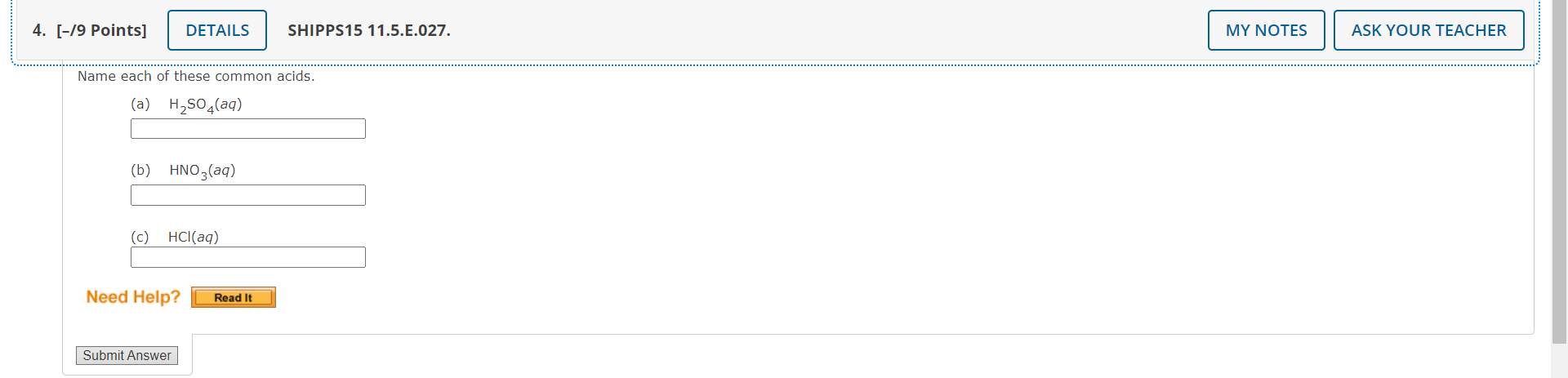 Solved 4. [-/9 Points] DETAILS SHIPPS15 11.5.E.027. ASK YOUR | Chegg.com
