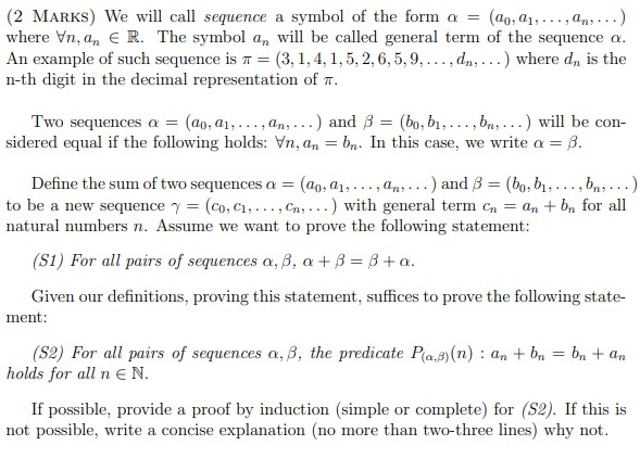 (2 MARKS) We will call sequence a symbol of the form | Chegg.com