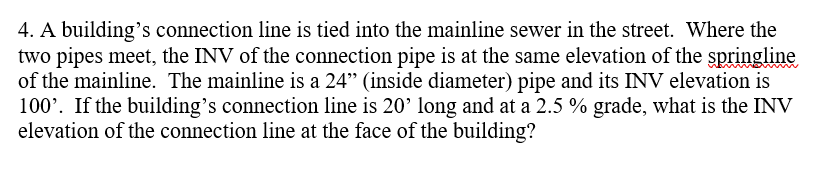 Solved 4. A building's connection line is tied into the | Chegg.com
