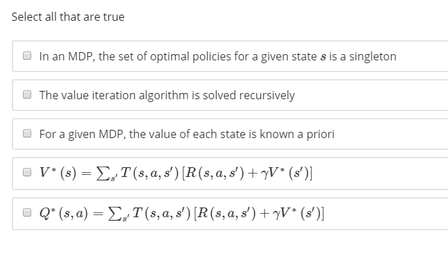 1 Value Iteration For Markov Decision Process 