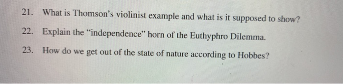 Solved 21. 22. 23. What is Thomson's violinist example and | Chegg.com