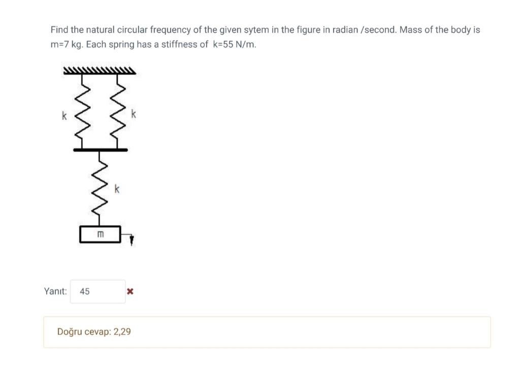 Solved Find the natural circular frequency of the given | Chegg.com