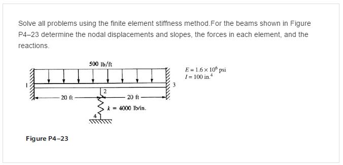 Solved Solve all problems using the finite element stiffness | Chegg.com