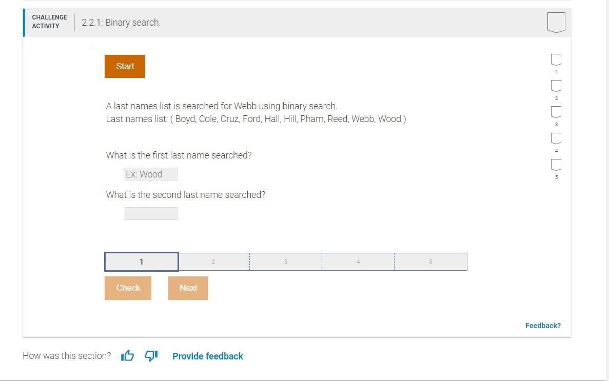 Solved A last names list is searched for Webb using binary | Chegg.com