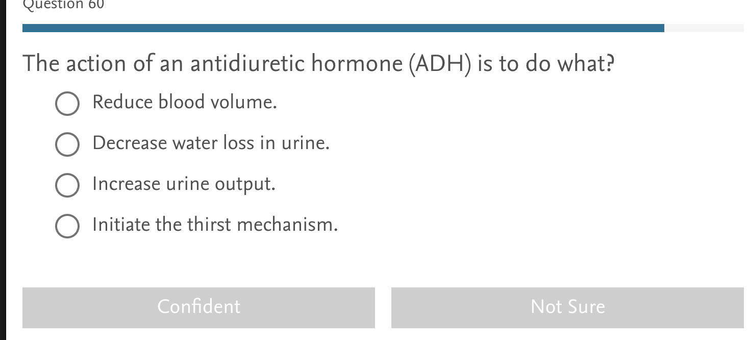 Solved The action of an antidiuretic hormone (ADH) ﻿is to do | Chegg.com