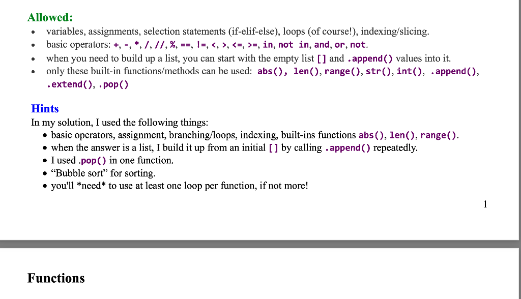 Solved Allowed: variables, assignments, selection statements | Chegg.com