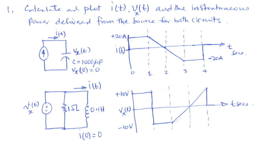 Solved 1. Calculate and plot ilt), ult) and the | Chegg.com