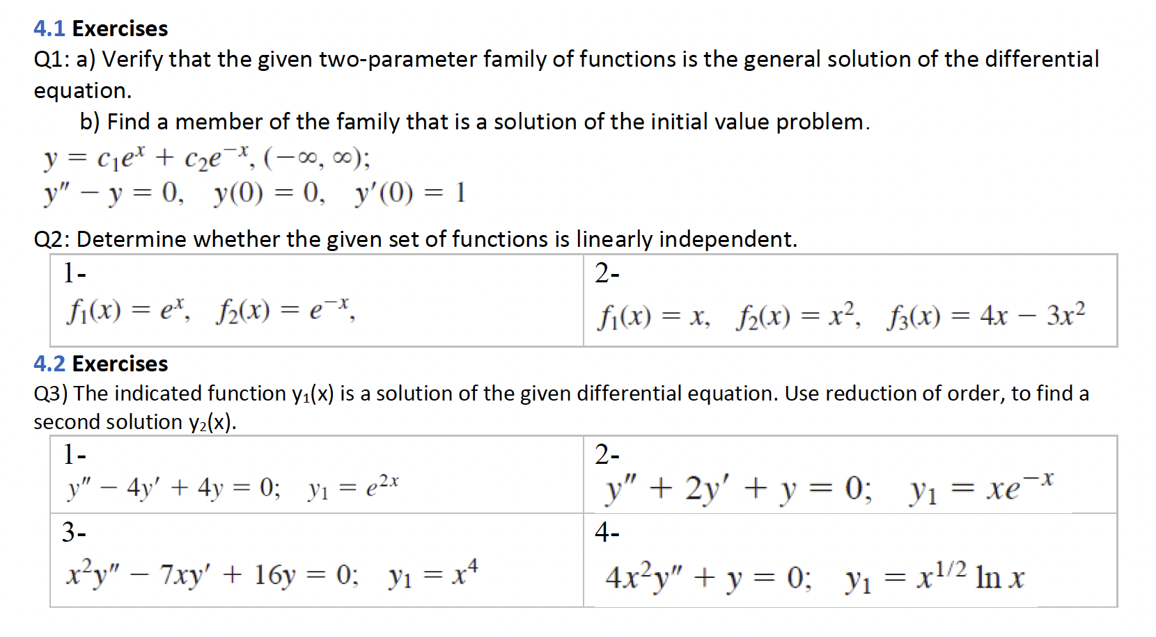 Solved 4.1 Exercises Q1: a) Verify that the given | Chegg.com