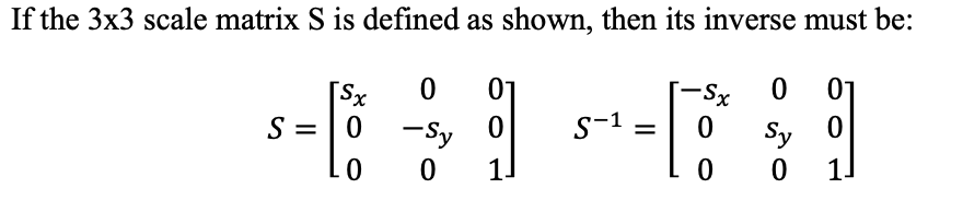 Solved If the 3x3 scale matrix S is defined as shown, then | Chegg.com