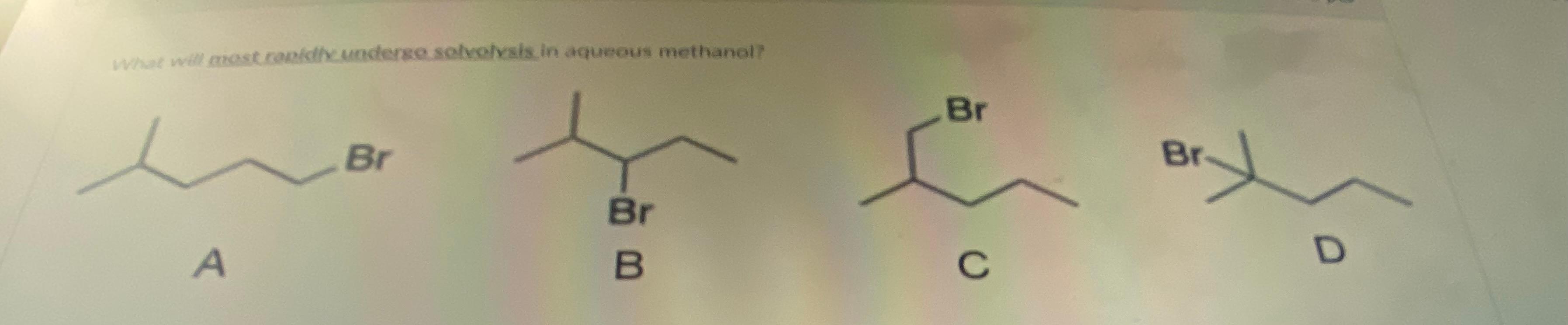 Solved will mostrand underse solvolvsls in aqueous methanol | Chegg.com