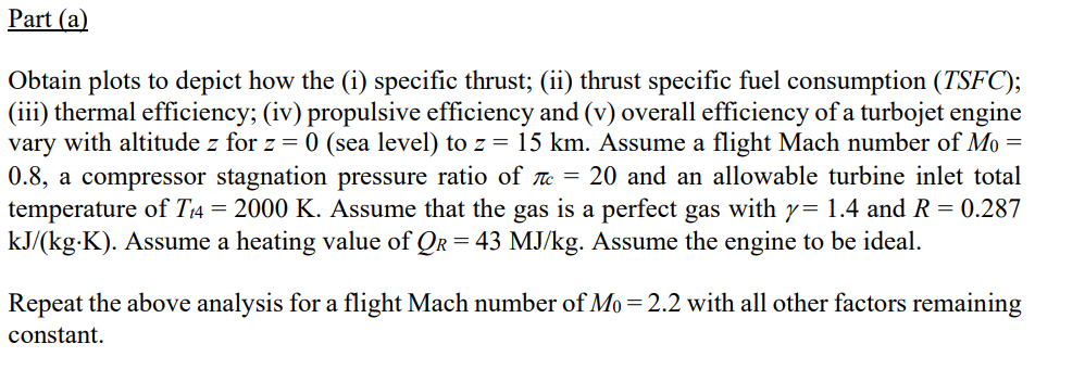 Solved Obtain plots to depict how the (i) specific thrust; | Chegg.com