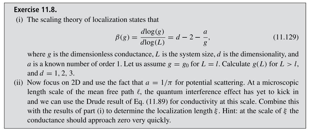 Solved (i) The scaling theory of localization states that | Chegg.com
