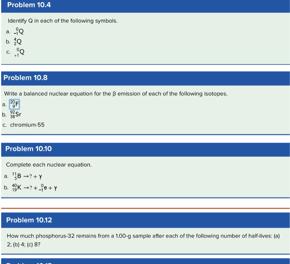 Problem 10.4Identify Q ﻿in each of the following | Chegg.com