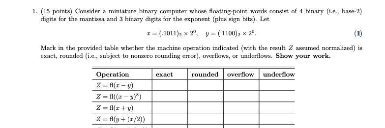 Solved 1 15 Points Consider A Miniature Binary Computer 