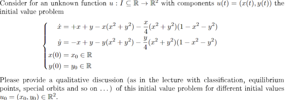 Solved Consider for an unknown function u:I⊆R→R2 with | Chegg.com