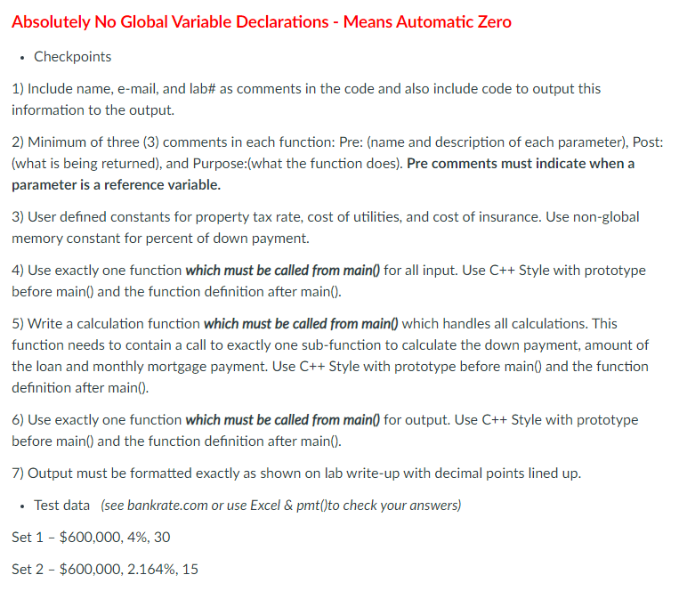 Solved Absolutely No Global Variable Declarations - Means | Chegg.com