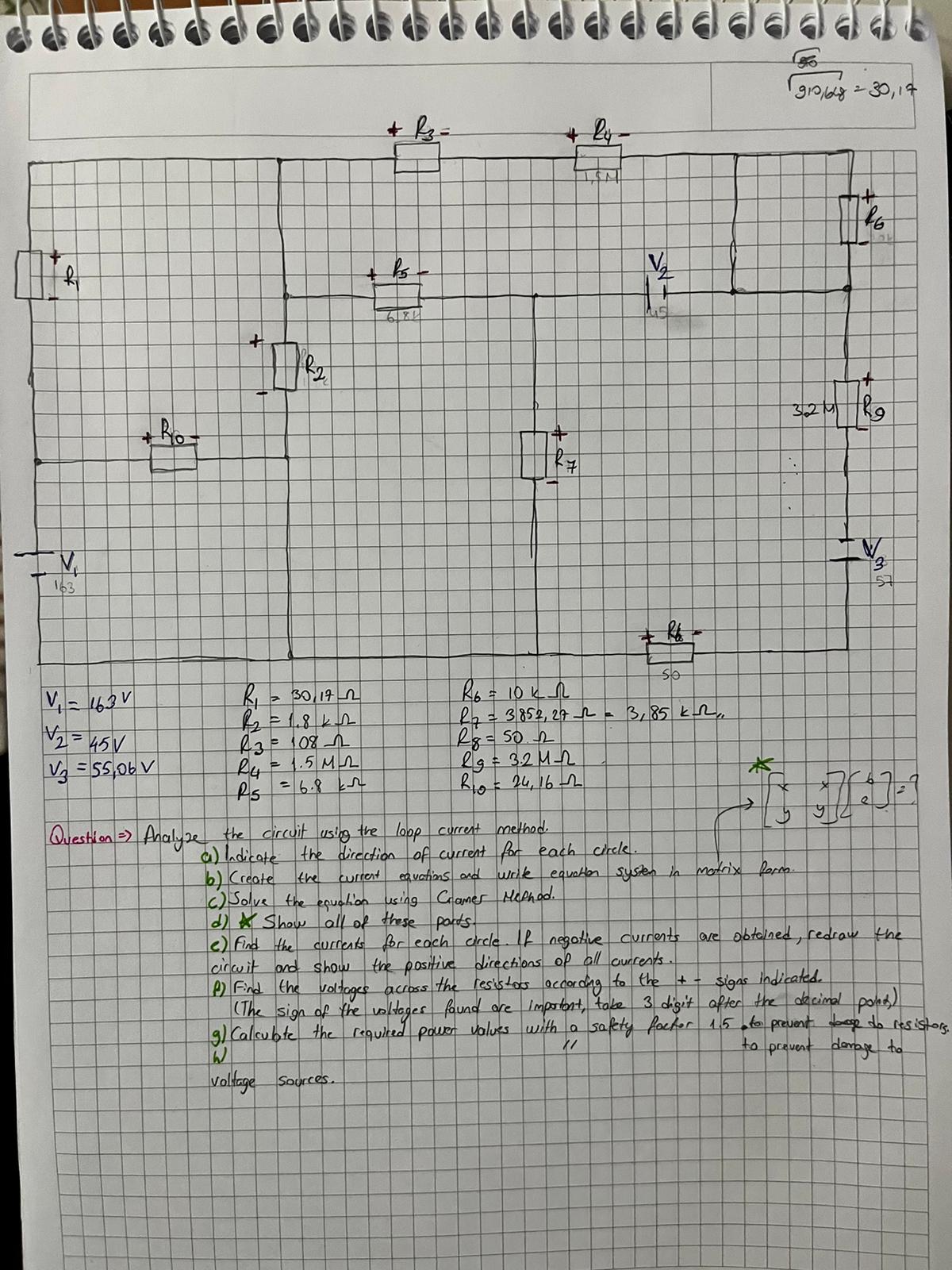 Solved Analyze the circuit using the loop current method and | Chegg.com