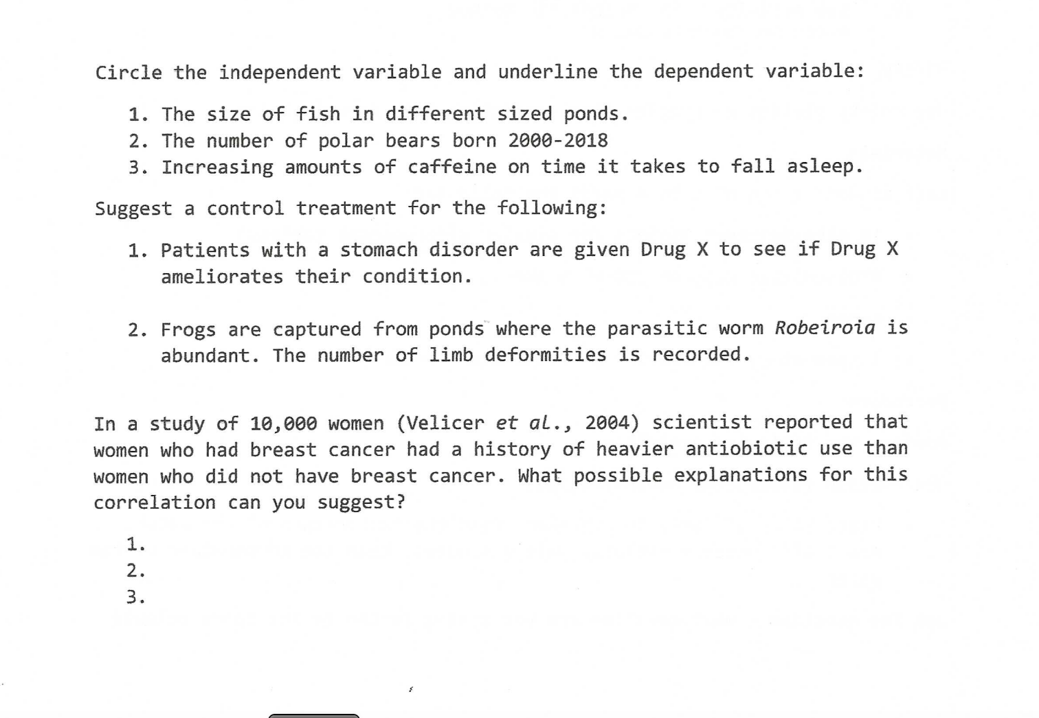 Solved Circle the independent variable and underline the | Chegg.com