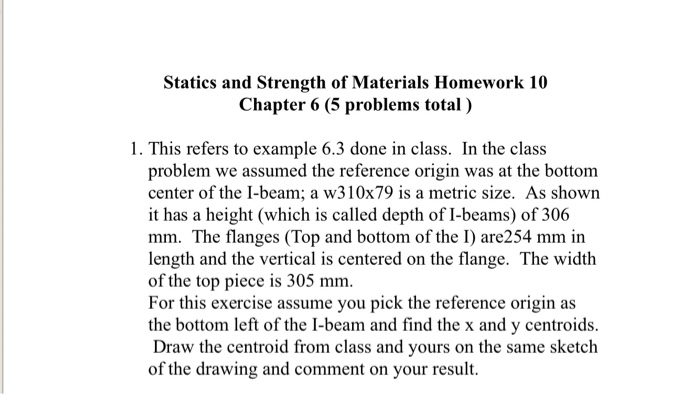 Statics and Strength of Materials Homework 10 Chapter | Chegg.com