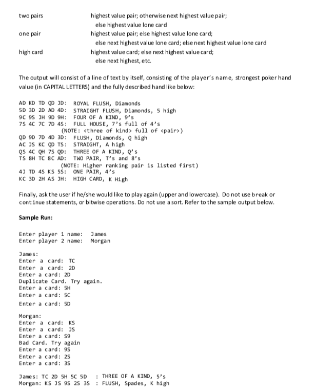 5 (* Modify the poker program. Write a C++ program | Chegg.com