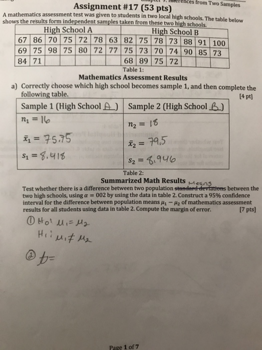 Solved A mathematics assessment test was given to students | Chegg.com