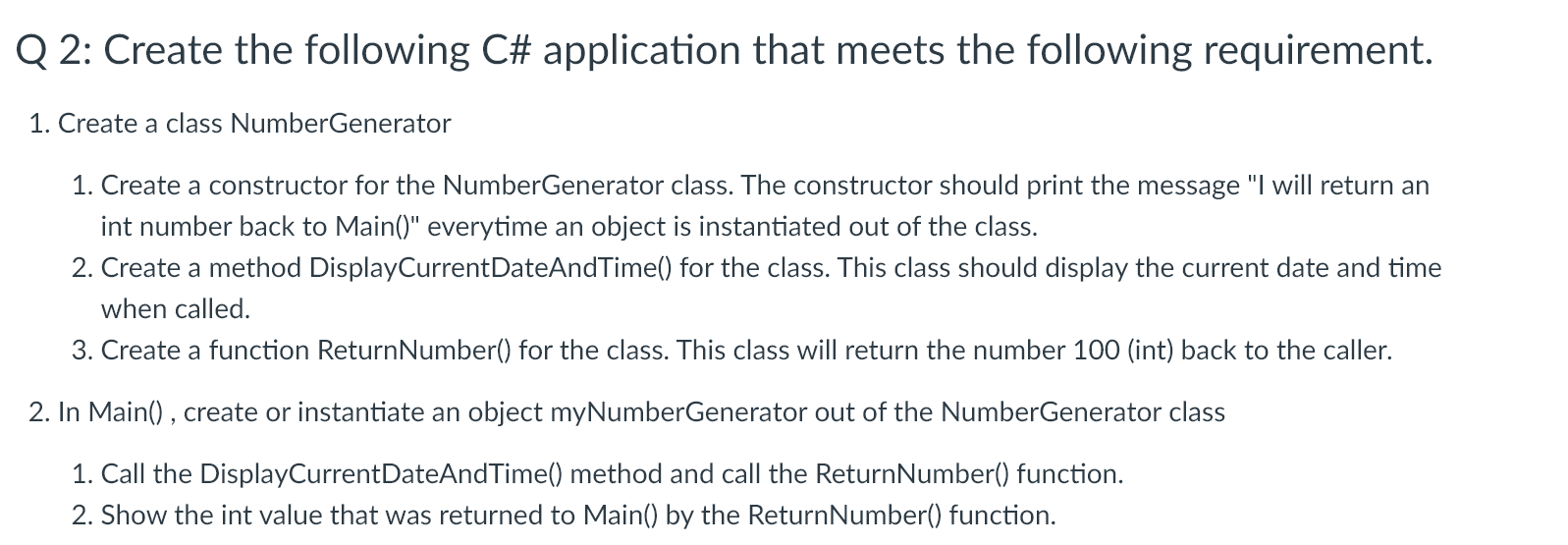 Solved Q 2: Create the following C# application that meets | Chegg.com