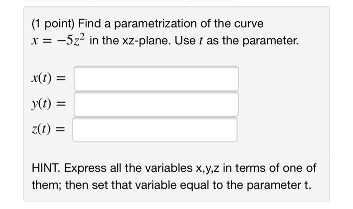 Solved (1 point) Find a parametrization of the ellipse | Chegg.com