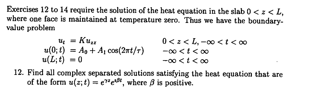 Solved Exercises 12 to 14 require the solution of the heat | Chegg.com