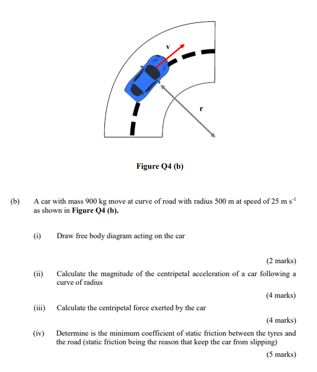 Solved r Figure Q4 (b) (b) A car with mass 900 kg move at | Chegg.com