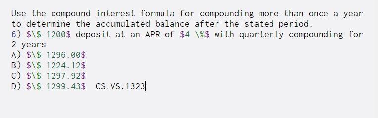 Solved Use the compound interest formula for compounding | Chegg.com
