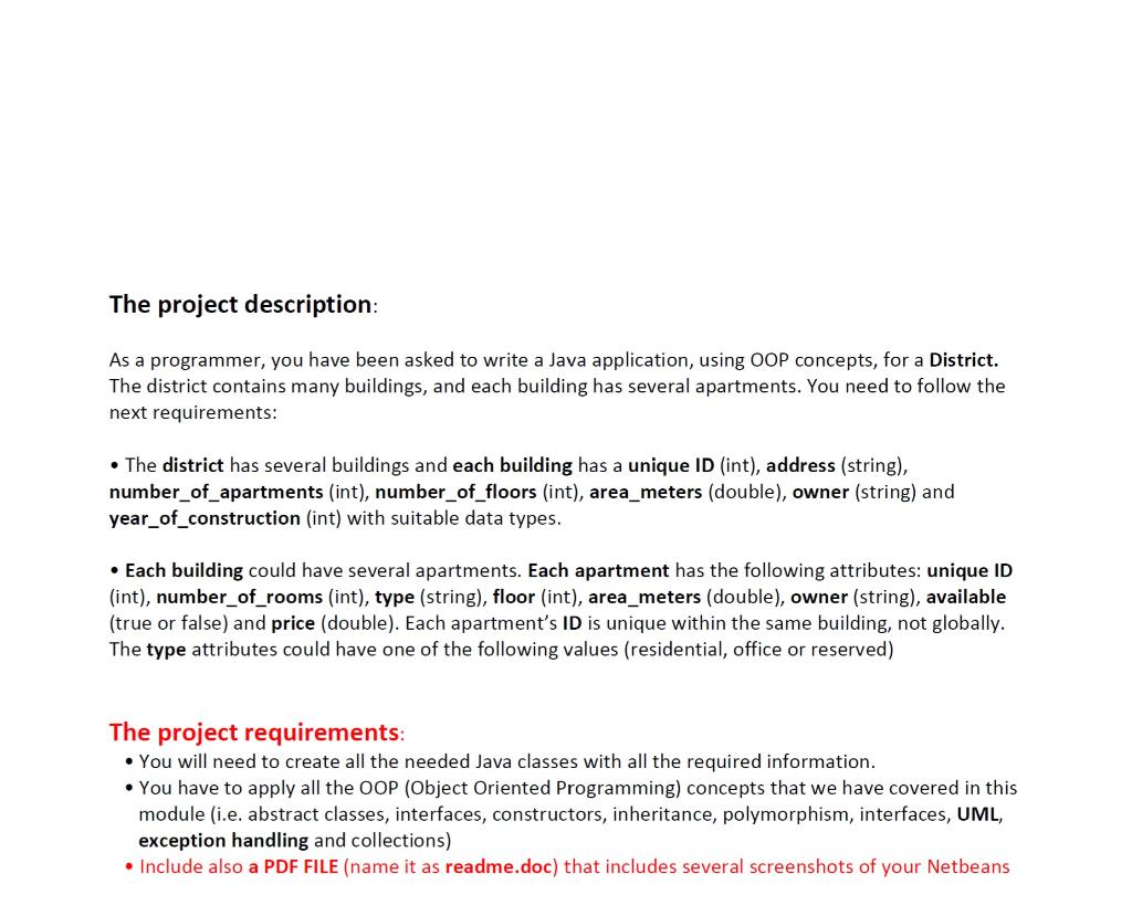 Solved The project description: As a programmer, you have | Chegg.com