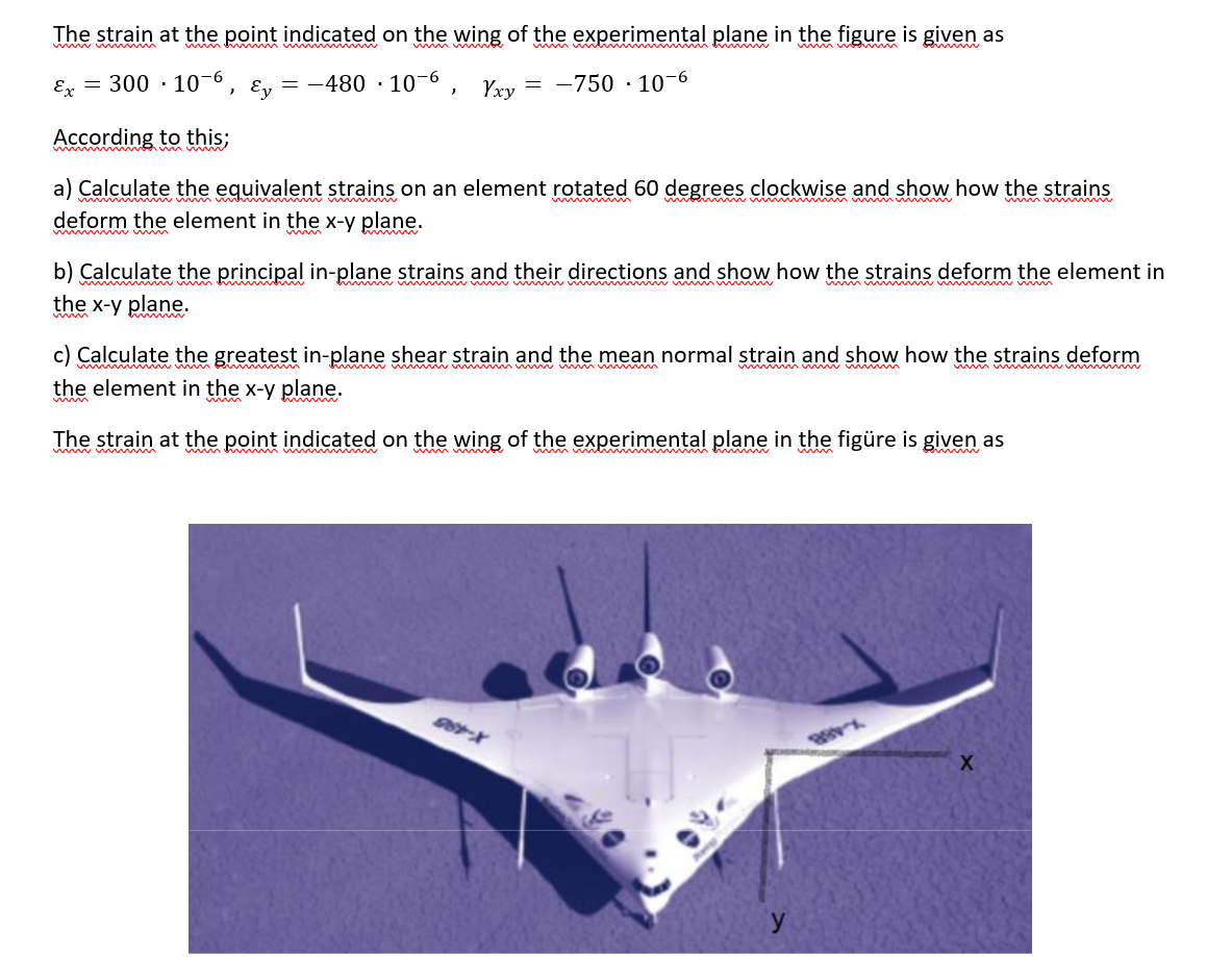 Solved The strain at the point indicated on the wing of the | Chegg.com