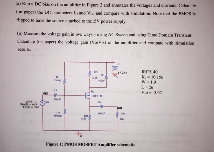 Solved (a) Run a DC bias on the amplifier in Figure 2 and | Chegg.com