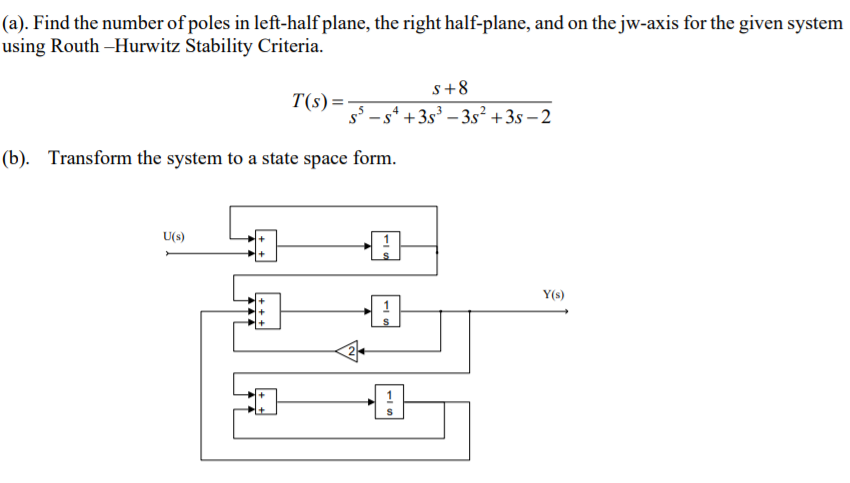Solved (a). Find the number of poles in left-half plane, the | Chegg.com