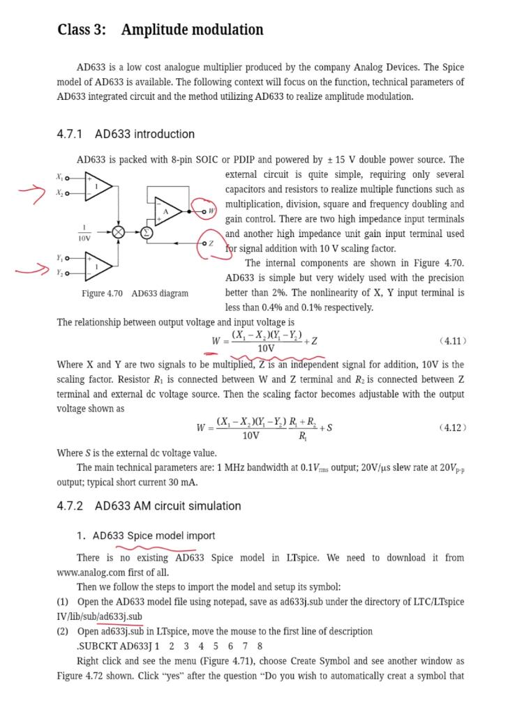 Class 3: Amplitude modulation AD633 is a low cost | Chegg.com