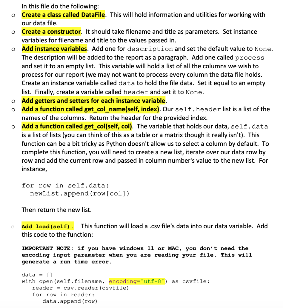 Solved Create a class in the document tools.py file called | Chegg.com