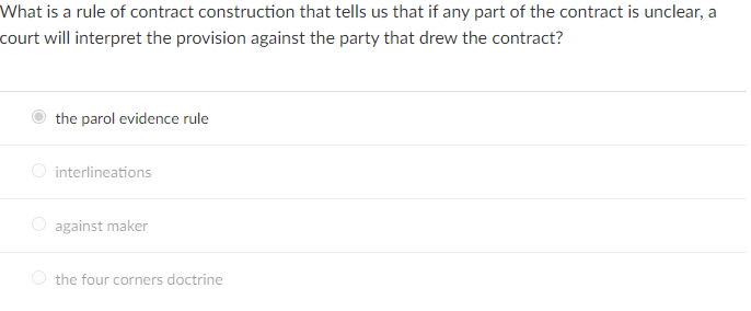 Solved What is a rule of contract construction that tells | Chegg.com