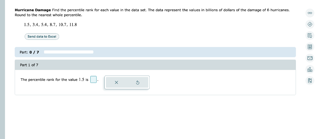 Solved Hurricane Damage Find the percentile rank for each | Chegg.com