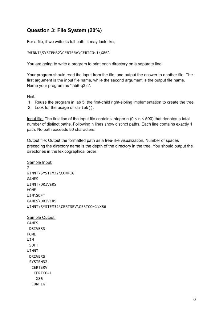 For a file, if we write its full path, it may look | Chegg.com