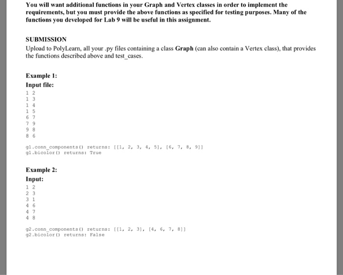 Python 3 Bipartite graph project | Chegg.com