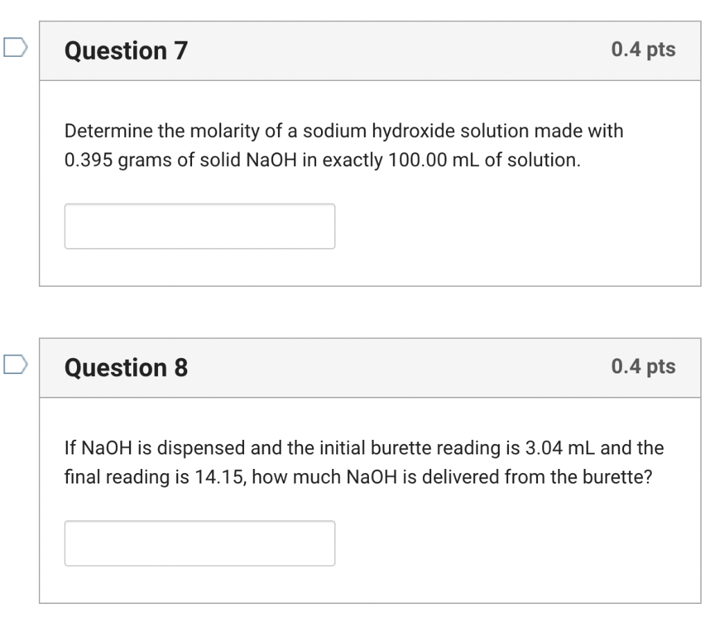 Solved Determine the molarity of a sodium hydroxide solution | Chegg.com