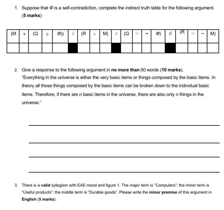 Solved 1. Suppose that Φ is a self-contradiction, complete | Chegg.com
