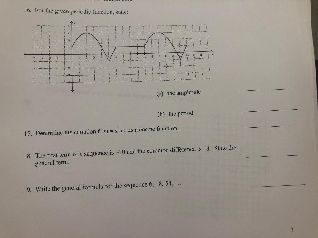 Solved 16. For the given periodic function, state: (a) the | Chegg.com