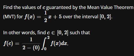 Solved Find the values of c ﻿guaranteed by the Mean Value | Chegg.com