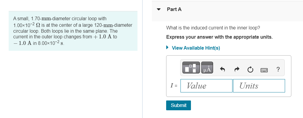 Solved A small, 1.70-mm-diameter circular loop with | Chegg.com