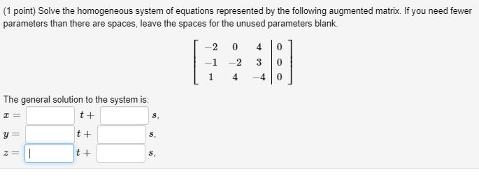 Solved Find two basic solutions to the following system of | Chegg.com